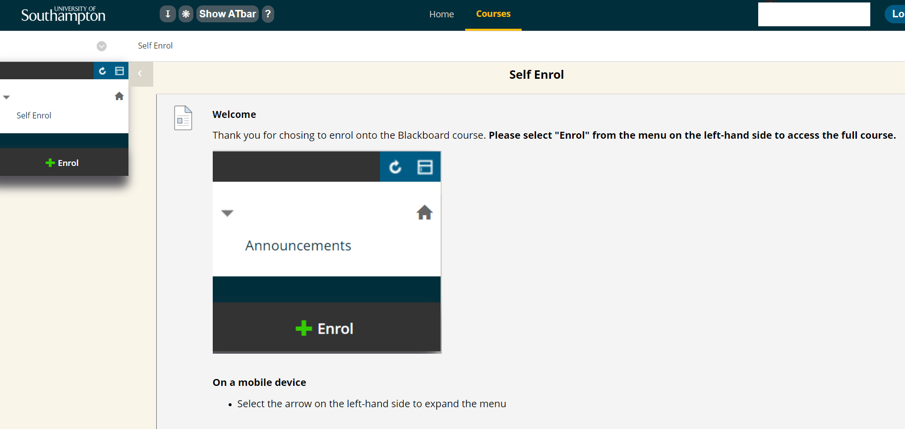 Blackboard – Enabling self-enrolment – eLearning Support and Resources