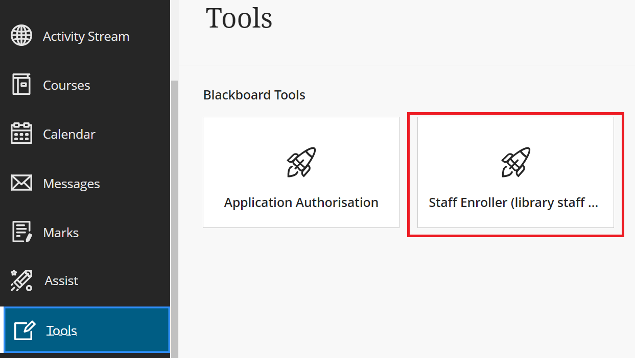 Blackboard tool – Using the Library Staff Enroller – eLearning Support ...