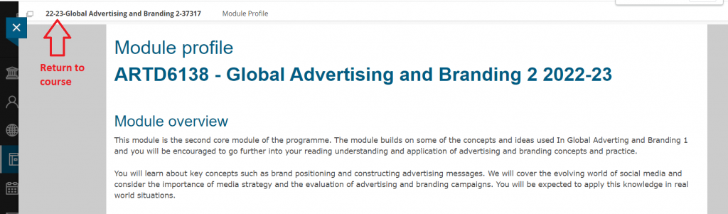 Blackboard – Module Profile – eLearning Support and Resources