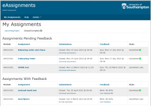 eAssignments: An overview and how to view your feedback – Student – eLearning Support and Resources