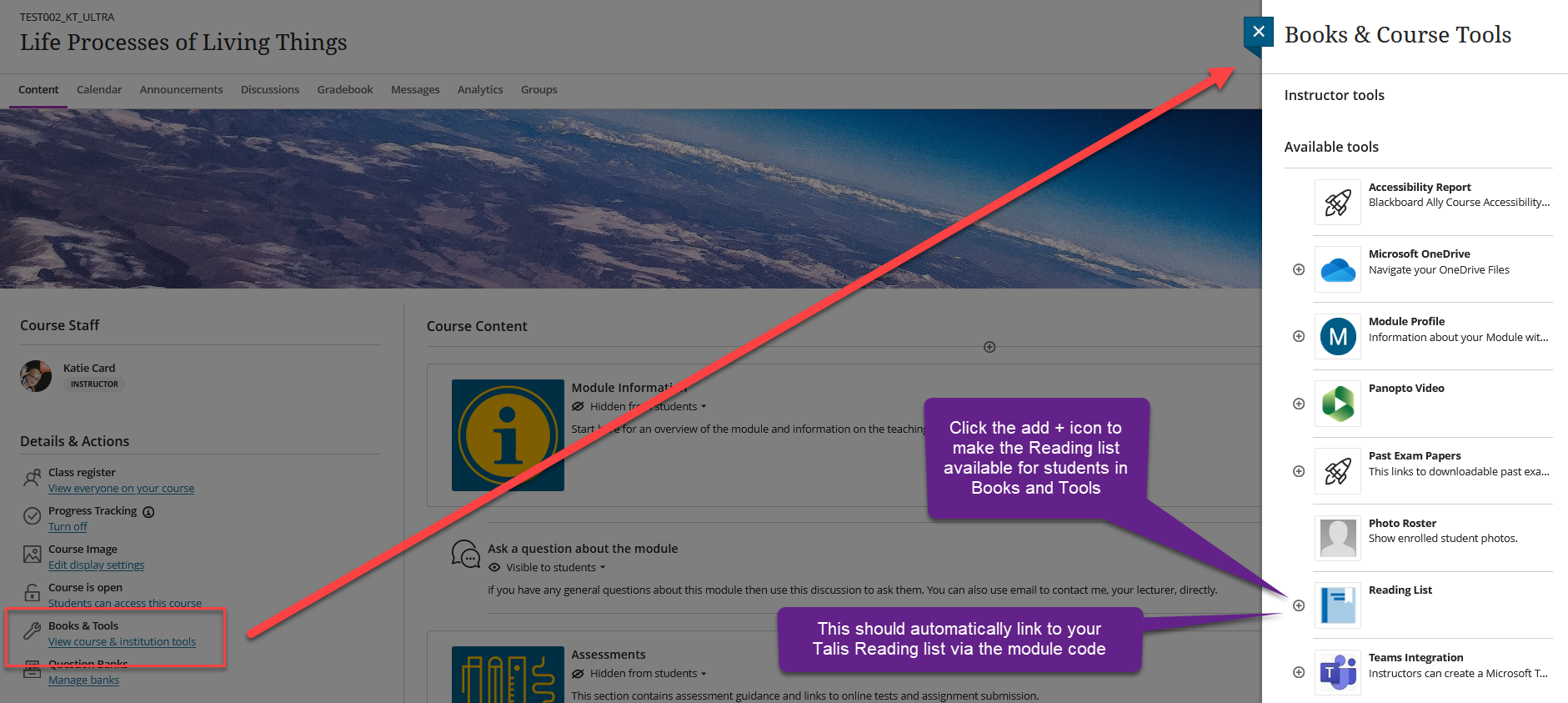 Blackboard Ultra – Adding a Talis Reading List to your Ultra Module – eLearning Support and ...