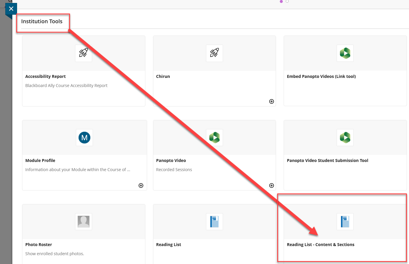 Blackboard Ultra – Adding a Talis Reading List to your Ultra Module – eLearning Support and ...